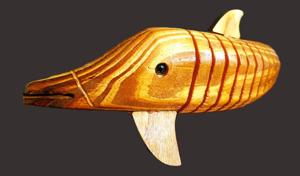 Wooden dolphin, uniquely crafted, adjustable, L-13inch,W-3inch ...